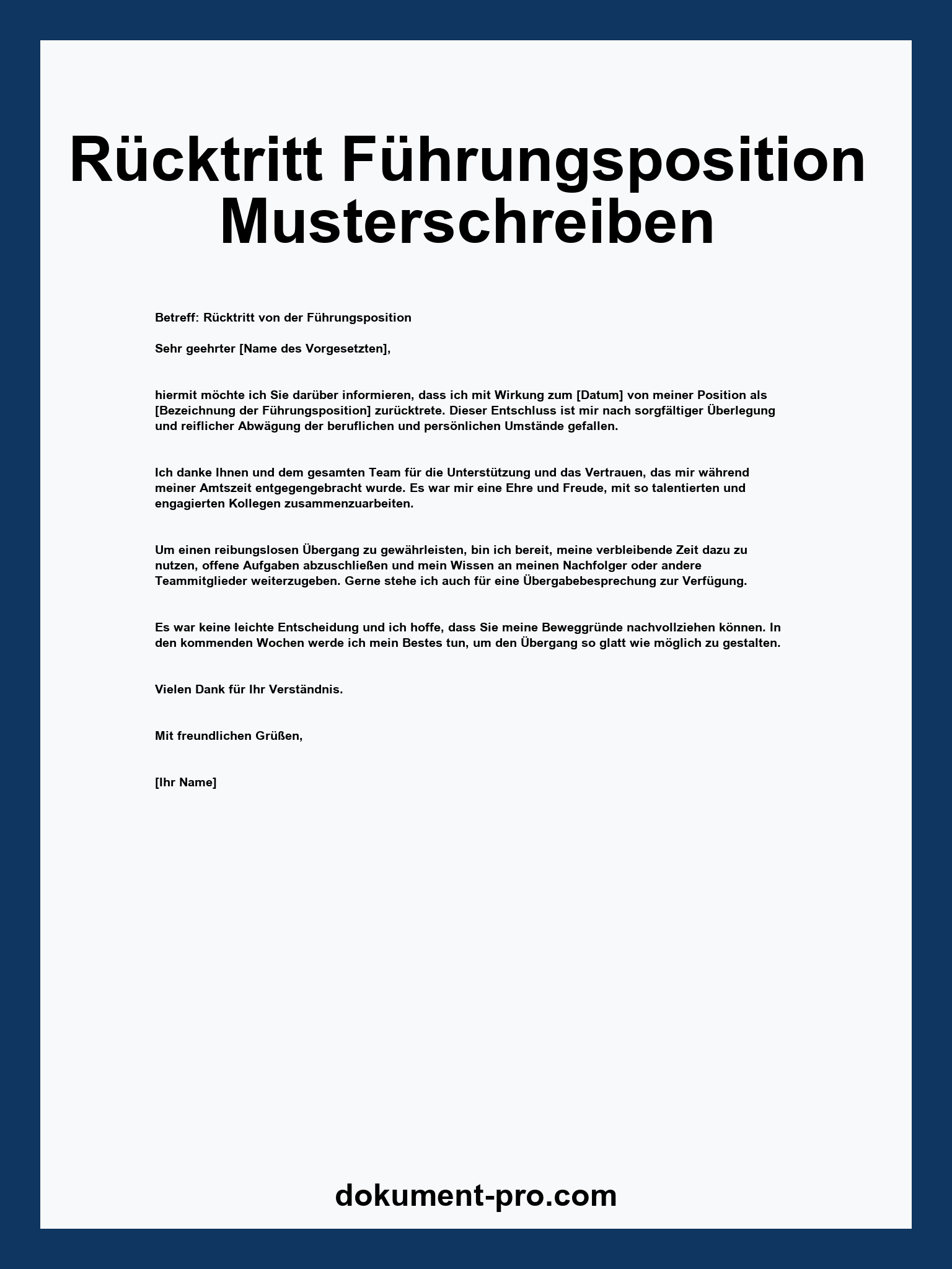 Rücktritt Führungsposition Musterschreiben